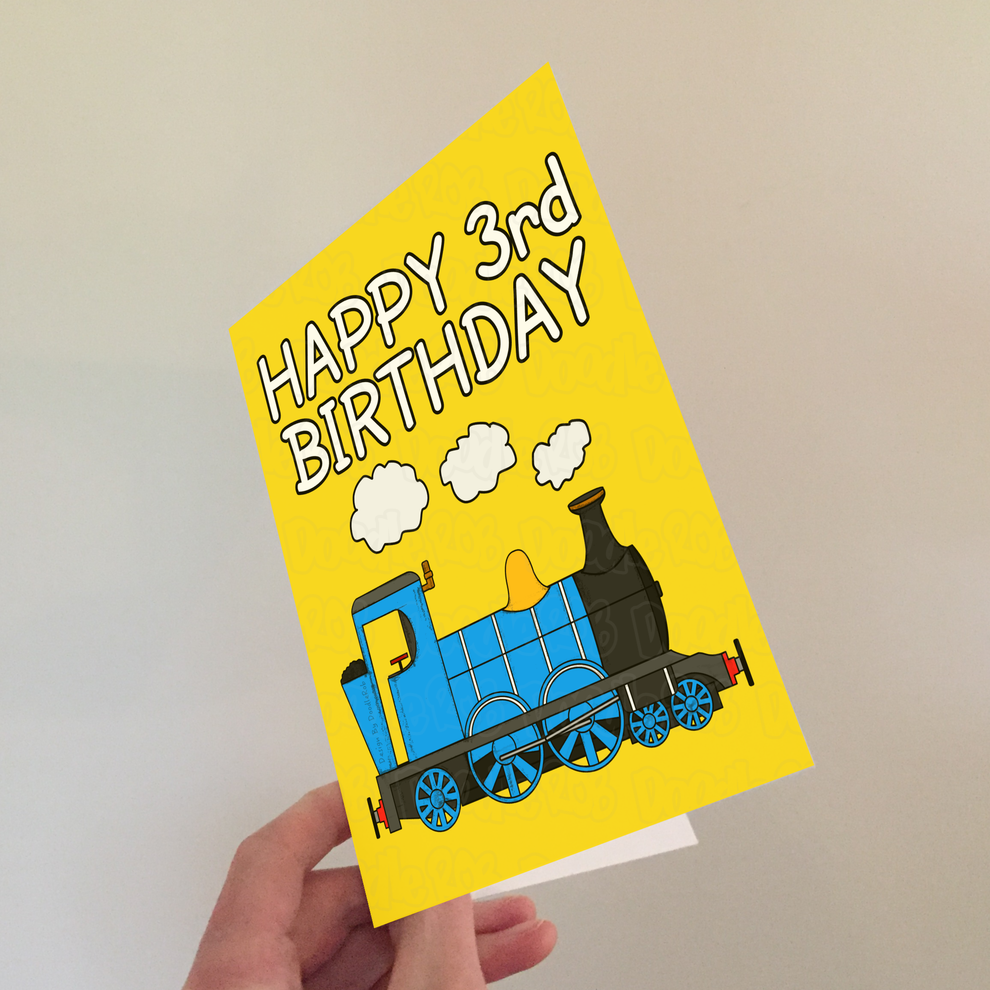 Train 3rd Birthday Card - 3 Year Old Boy - Steam Train Card – DoodleRob