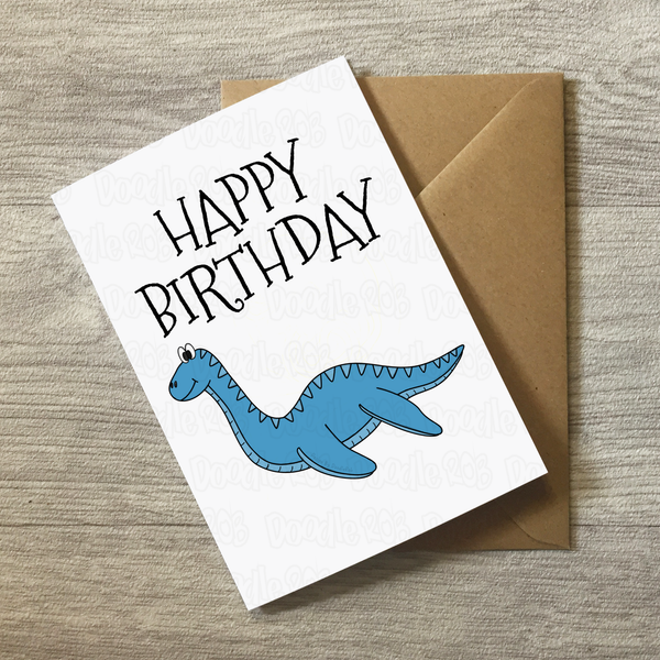 Plesiosaurus Birthday Card - Underwater Dinosaur Birthday Card - Birth ...