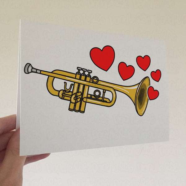 Trumpet Anniversary Card - Trumpeter Greeting Card - Brass Musician Ca ...