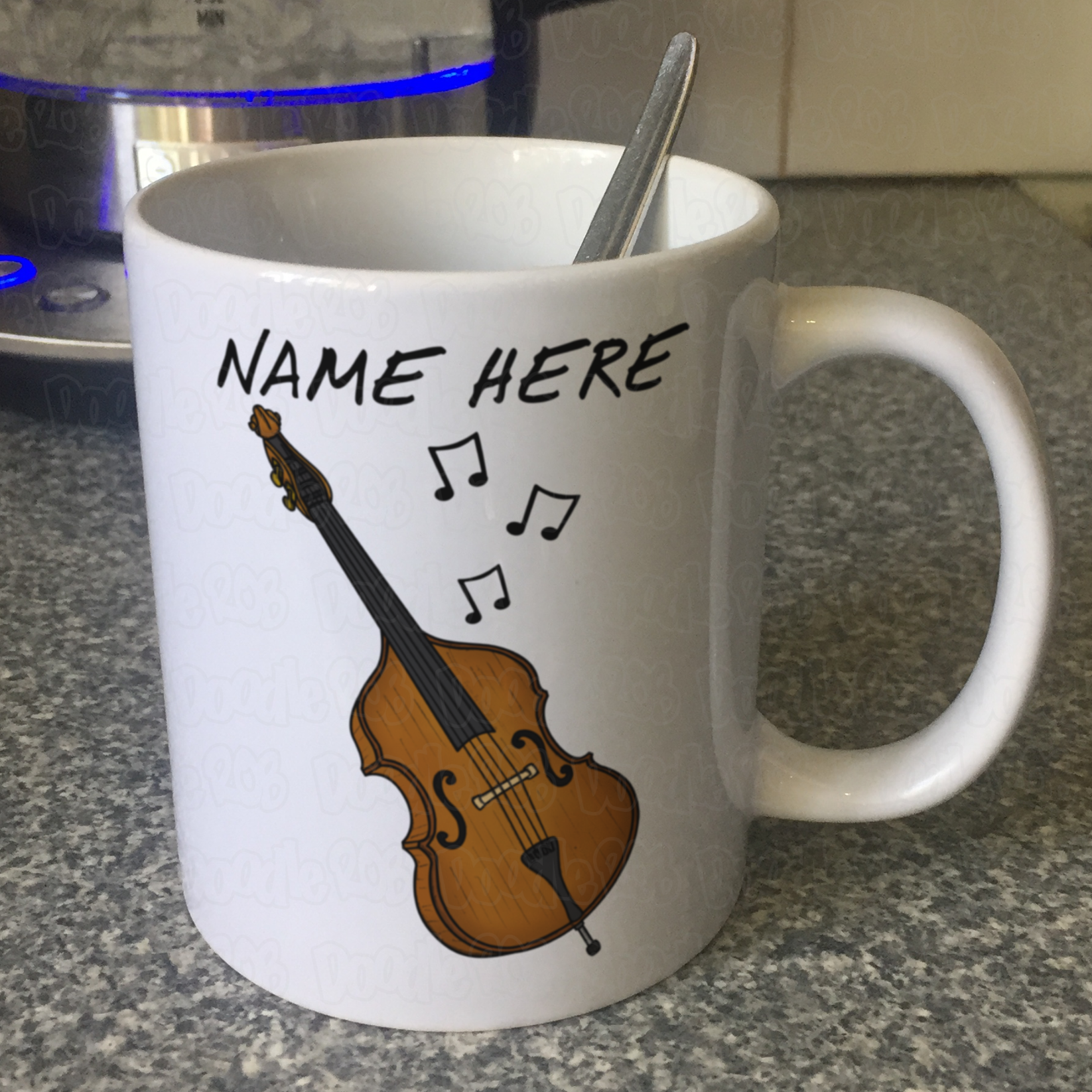 Double Bass Personalised Mug - Custom Gift For Bassist - Jazz Musician ...