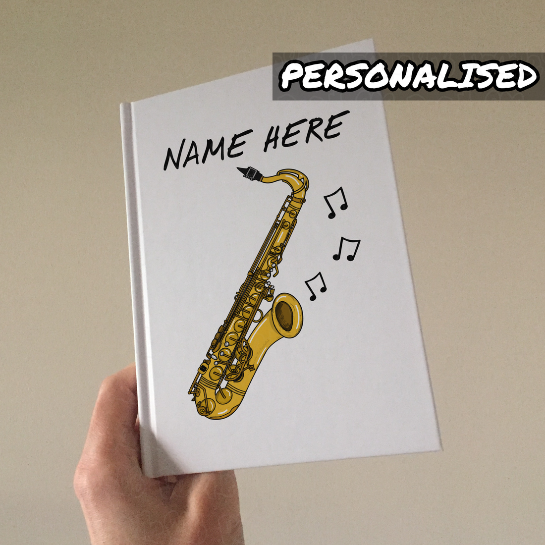 Saxophone Personalised Journal - Saxophonist Notebook - Sax Player Gif – DoodleRob