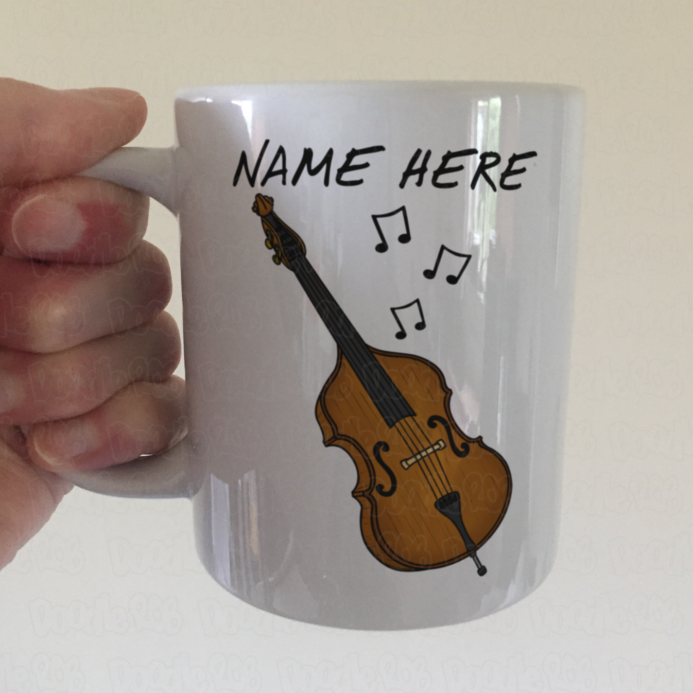 Double Bass Personalised Mug - Custom Gift For Bassist - Jazz Musician ...