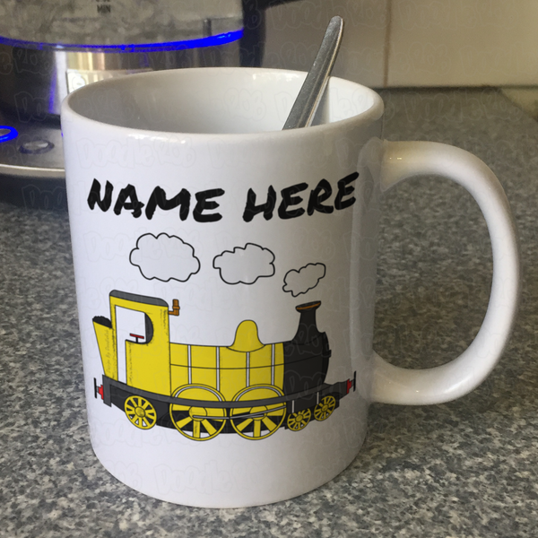Steam Train Personalised Mug (Yellow) - Model Railway Custom Mug ...