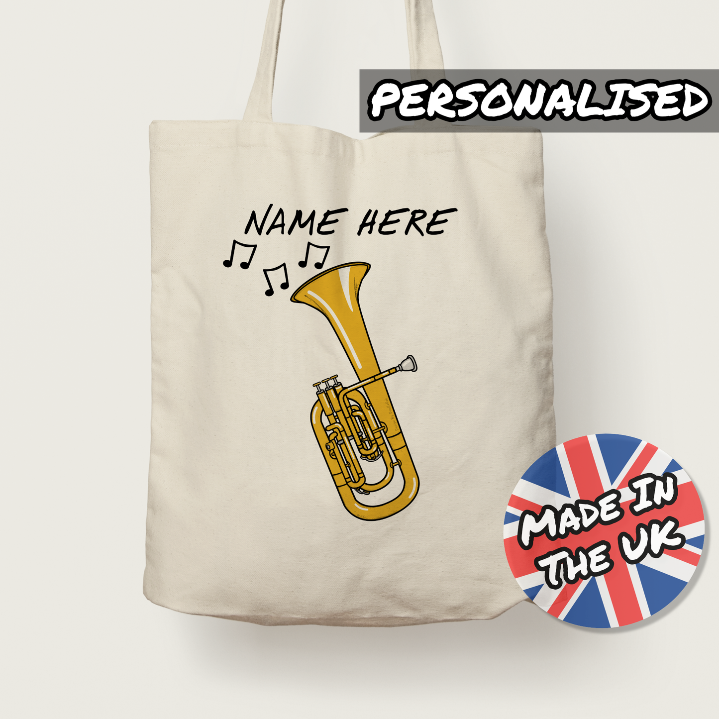 Tenor Horn Personalised Tote Bag - Horn Player Gift - Custom Brass Mus ...